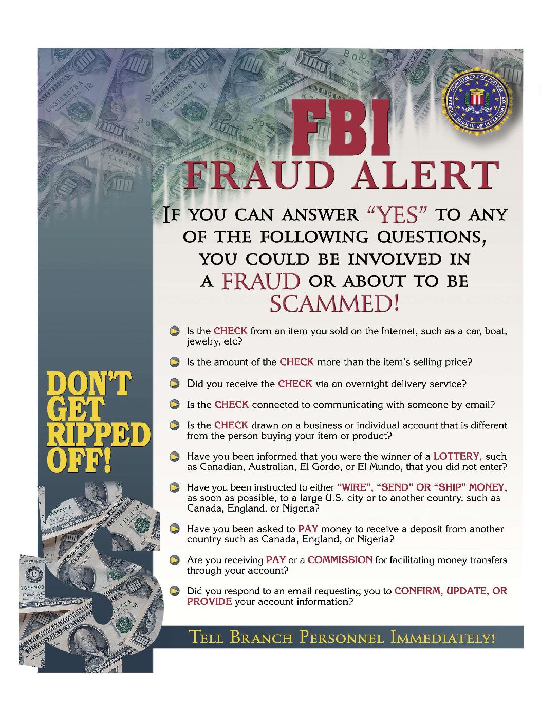 FBI Fraud Alert | Bank of Millbrook